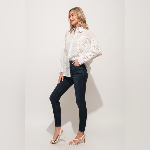 And The Why | Tops | And The Why Eyelet Long Sleeve Button Down Shirt ...